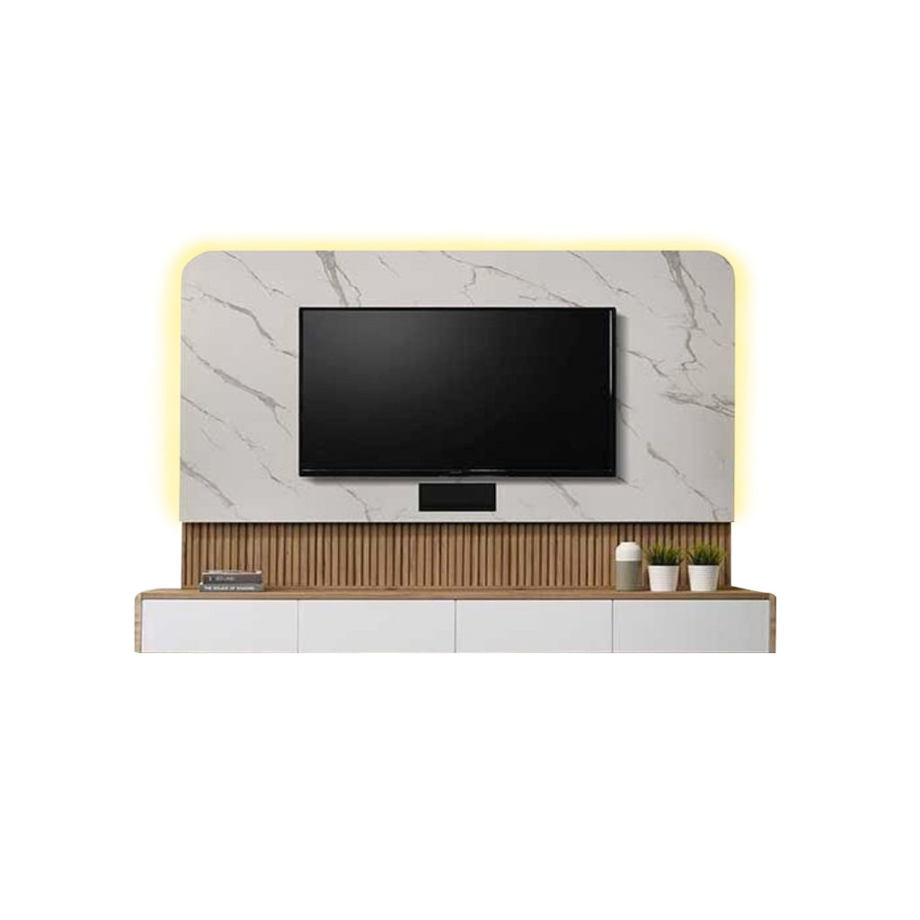 Genesis 7FT Hanging TV Console Floating with LED Backlight with Drawer ...