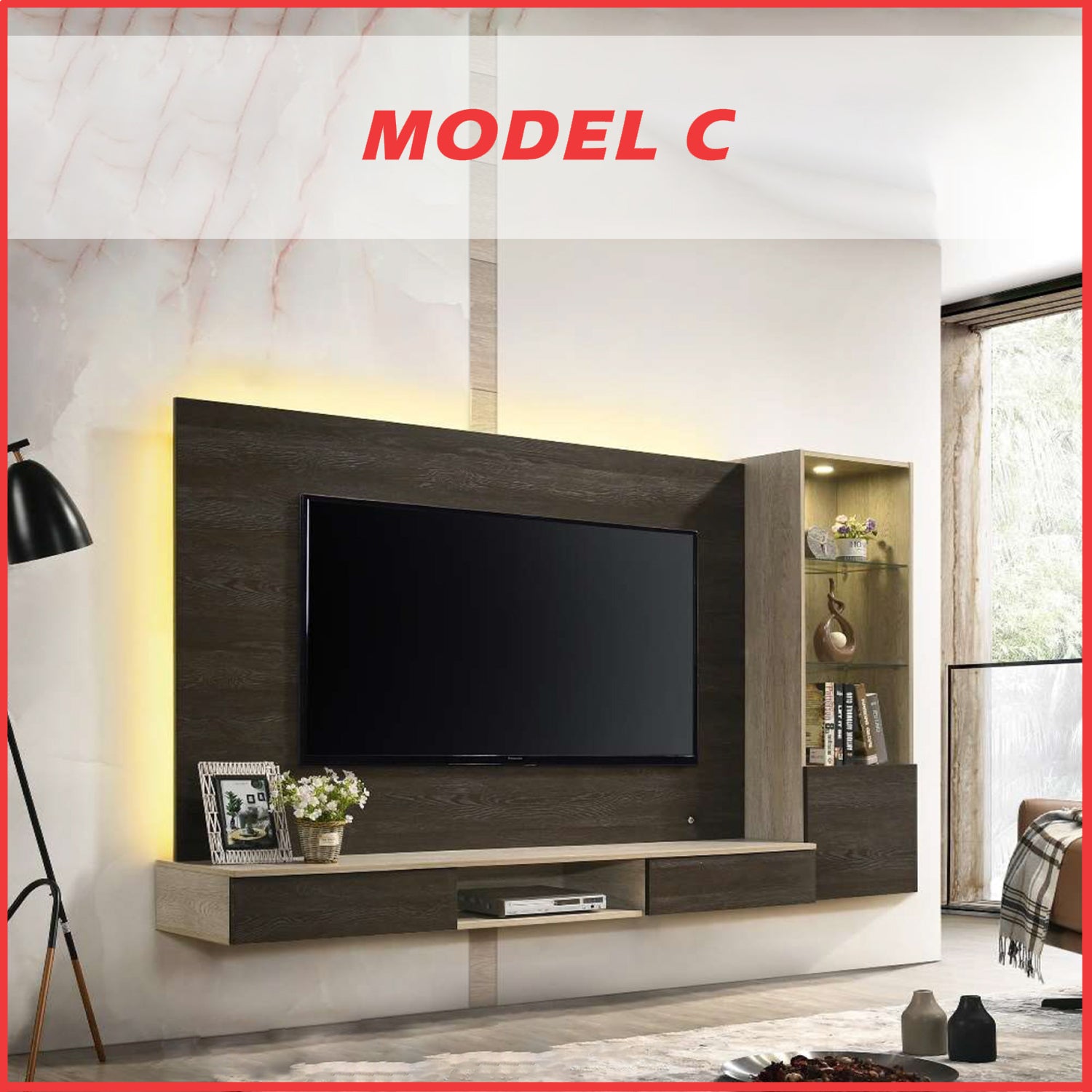 Dew Series Living Room TV Console with LED Backlight in 4 Design ...