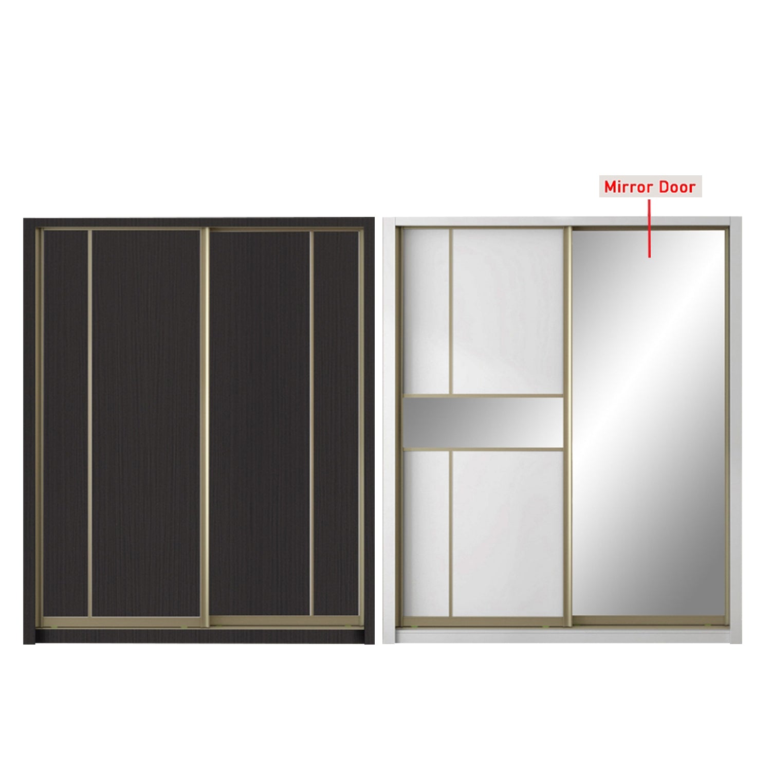 Mikha Series 5FT 2-Door Sliding Door Wardrobe in White Wash or Walnut ...