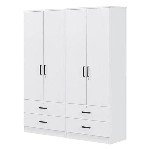Cyprus Series 4 Door Wardrobe with 4 Drawers in Full White Colour ...