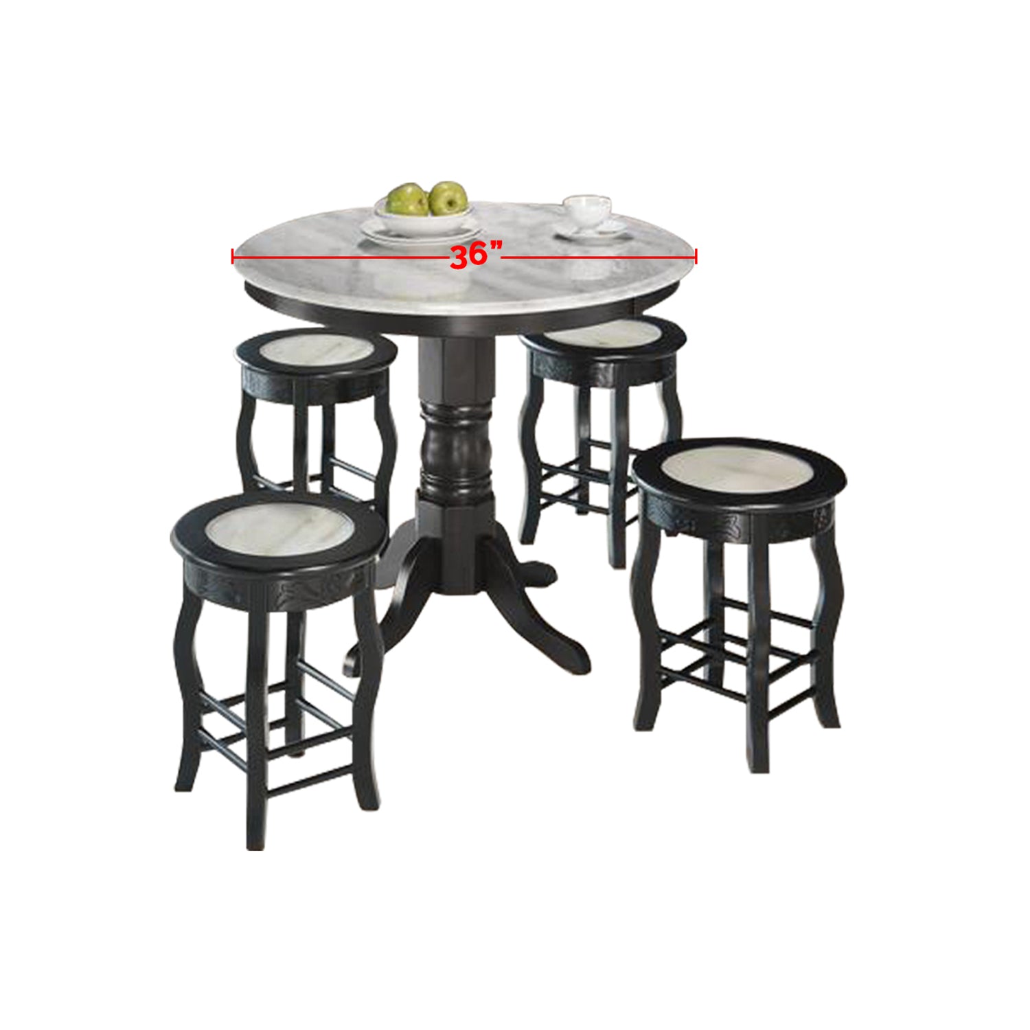 Reigh Round Marble Dining Table Set With Chairs | Furnituremart.sg