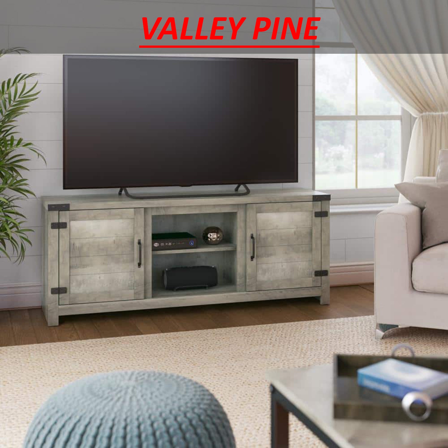 Cottage TV Stand with Planked Doors and Nail Head Details in 2 Colours ...