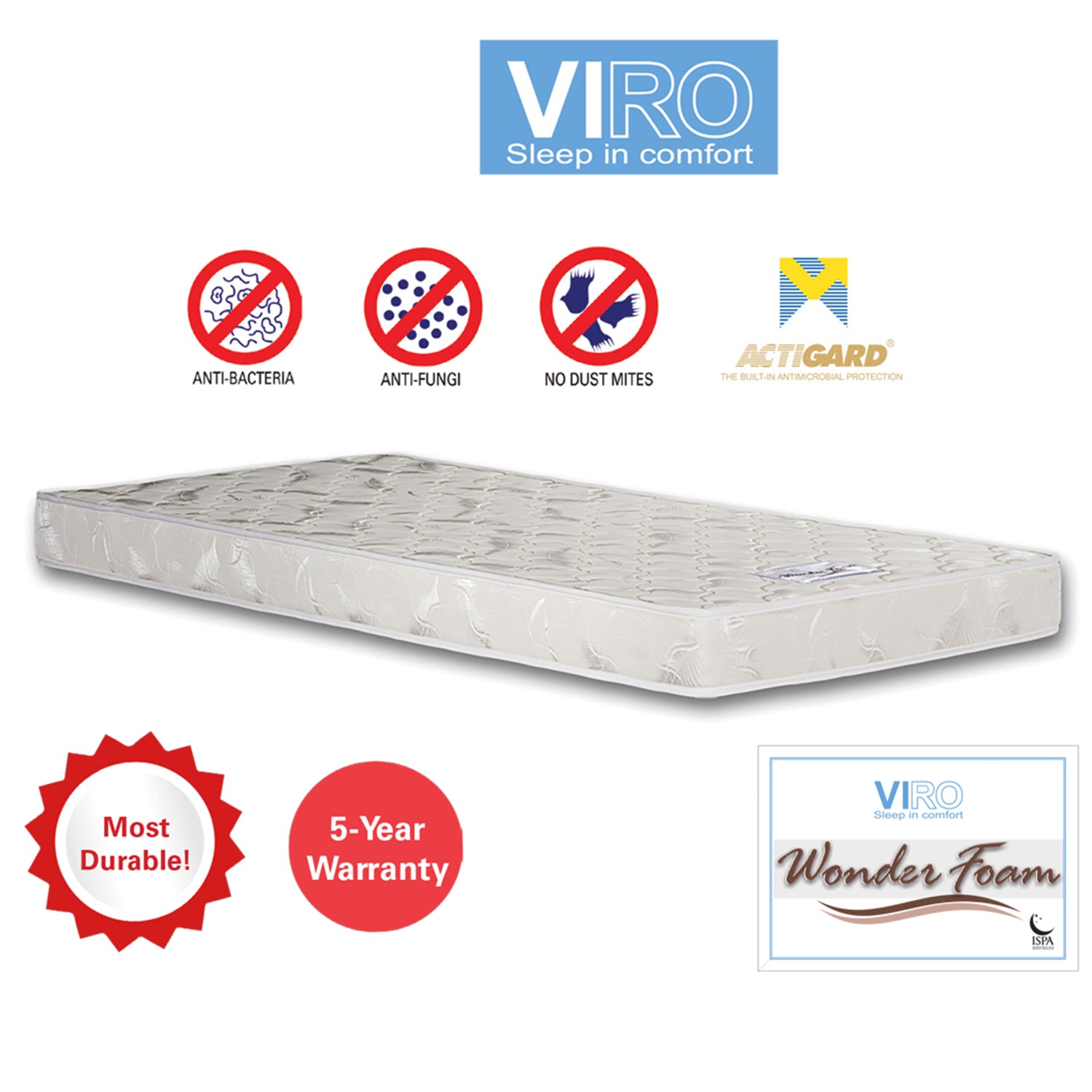 Viro Wonder High Density Foam Mattress Blue | Furnituremart.sg