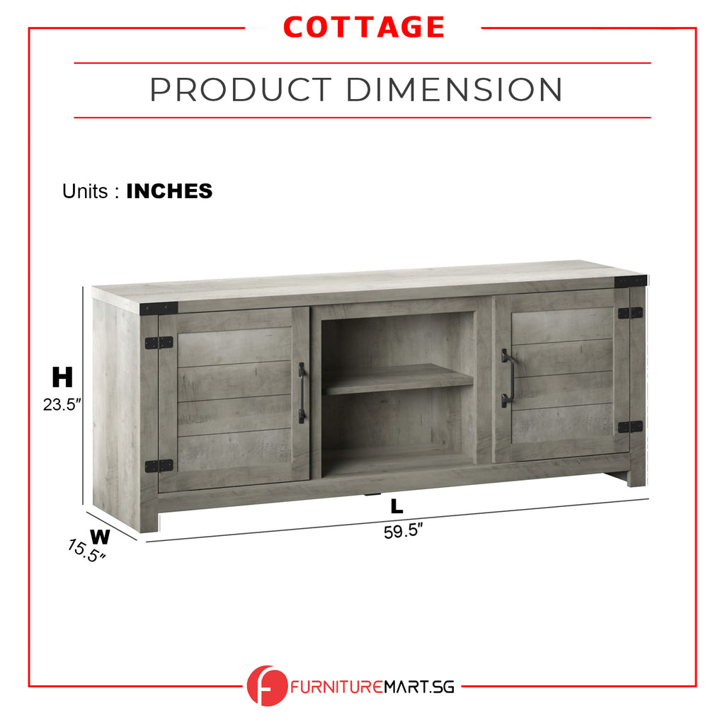 Cottage TV Stand with Planked Doors and Nail Head Details in 2 Colours ...