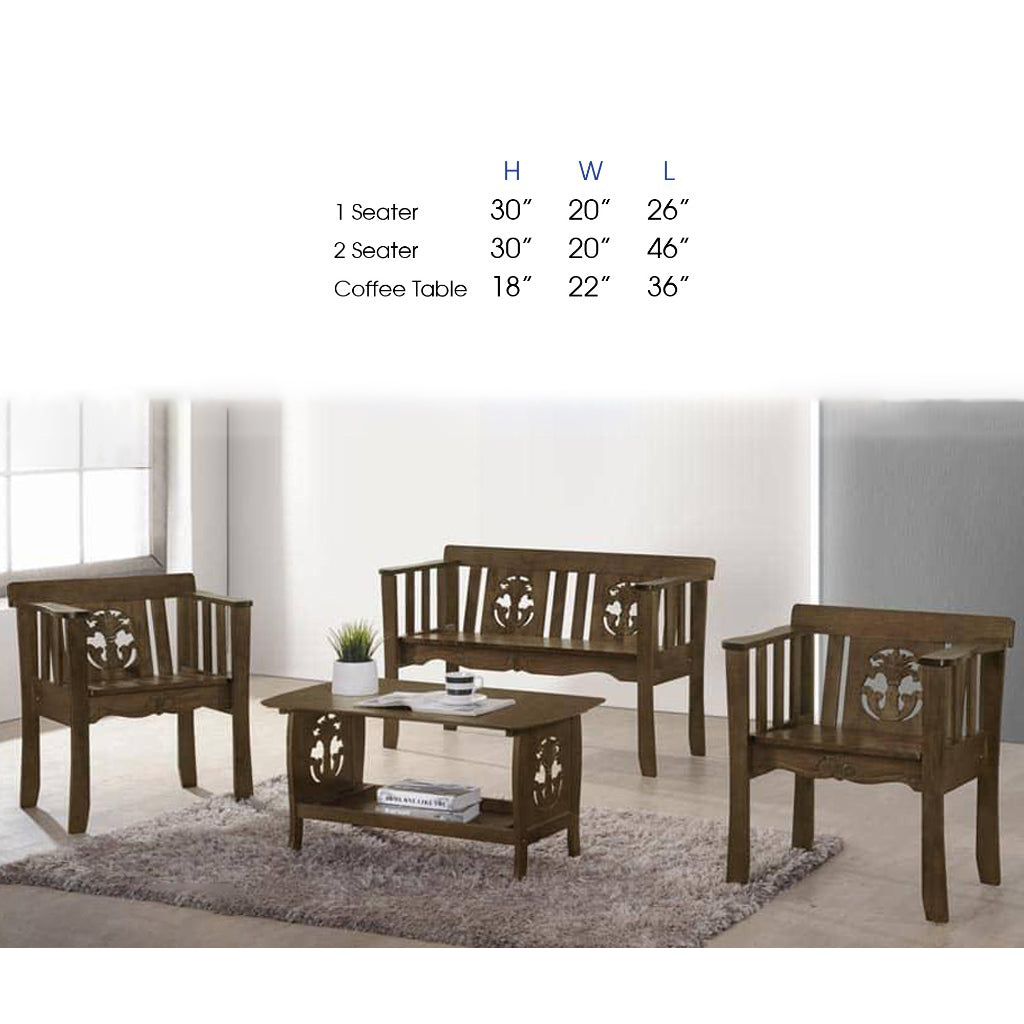 Jawee Living Room Set 6 Wooden Sofa Set with Coffee Table ...