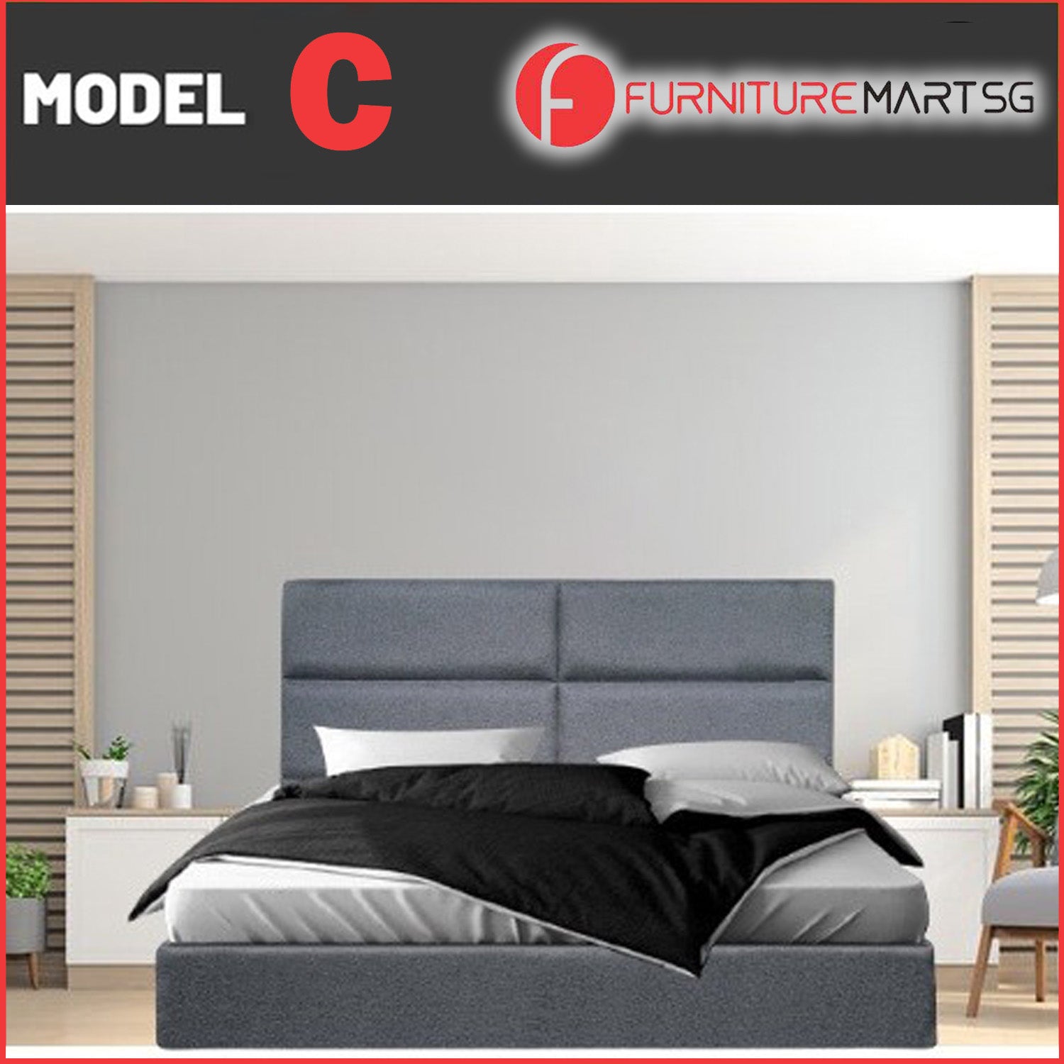 Daphne Headboard Bedframe Divan Only 3 Model Designs | Furnituremart.sg