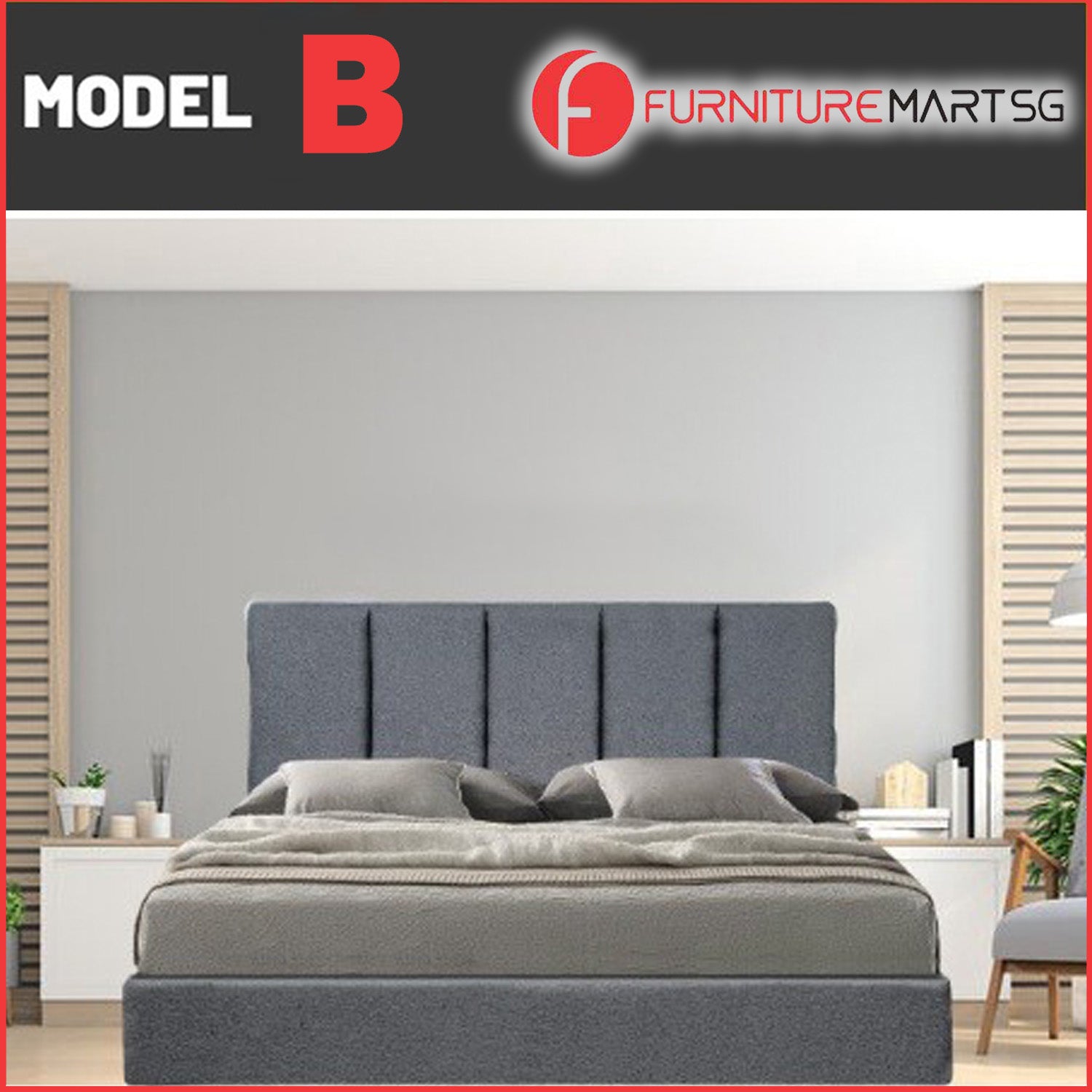 Daphne Headboard Bedframe Divan Only 3 Model Designs | Furnituremart.sg